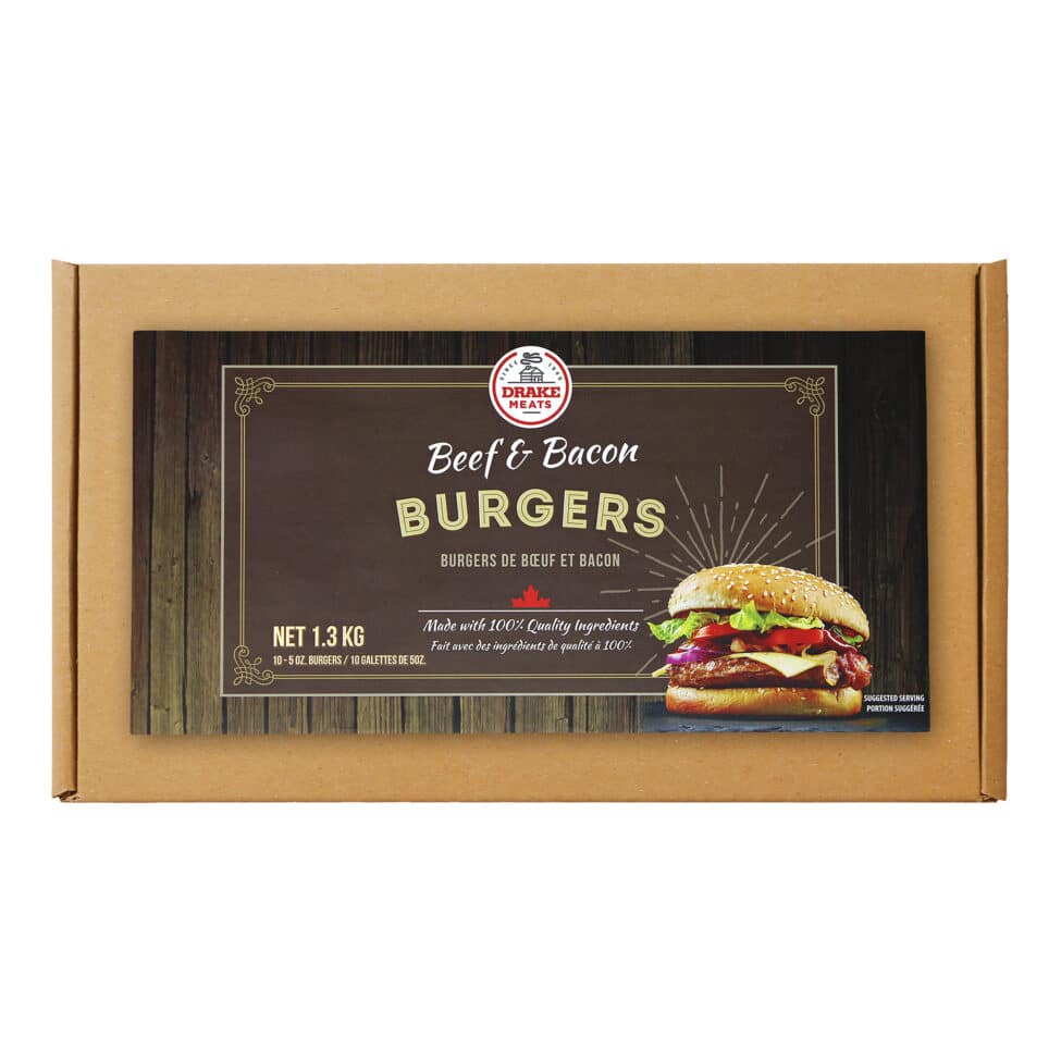Beef & Bacon Burgers - Drake Meats